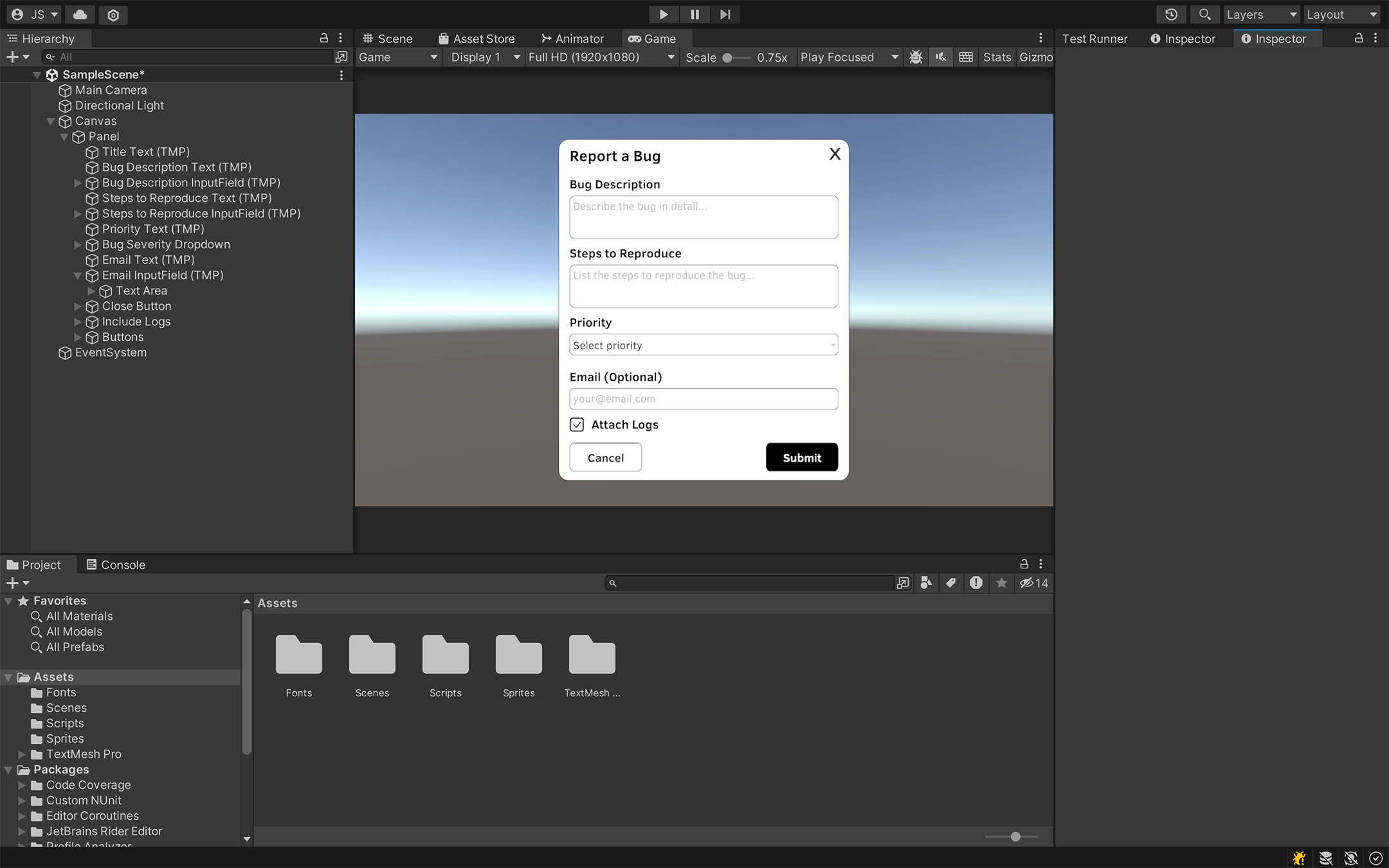 BetaHub: Implementing a Bug Report Form in Unity