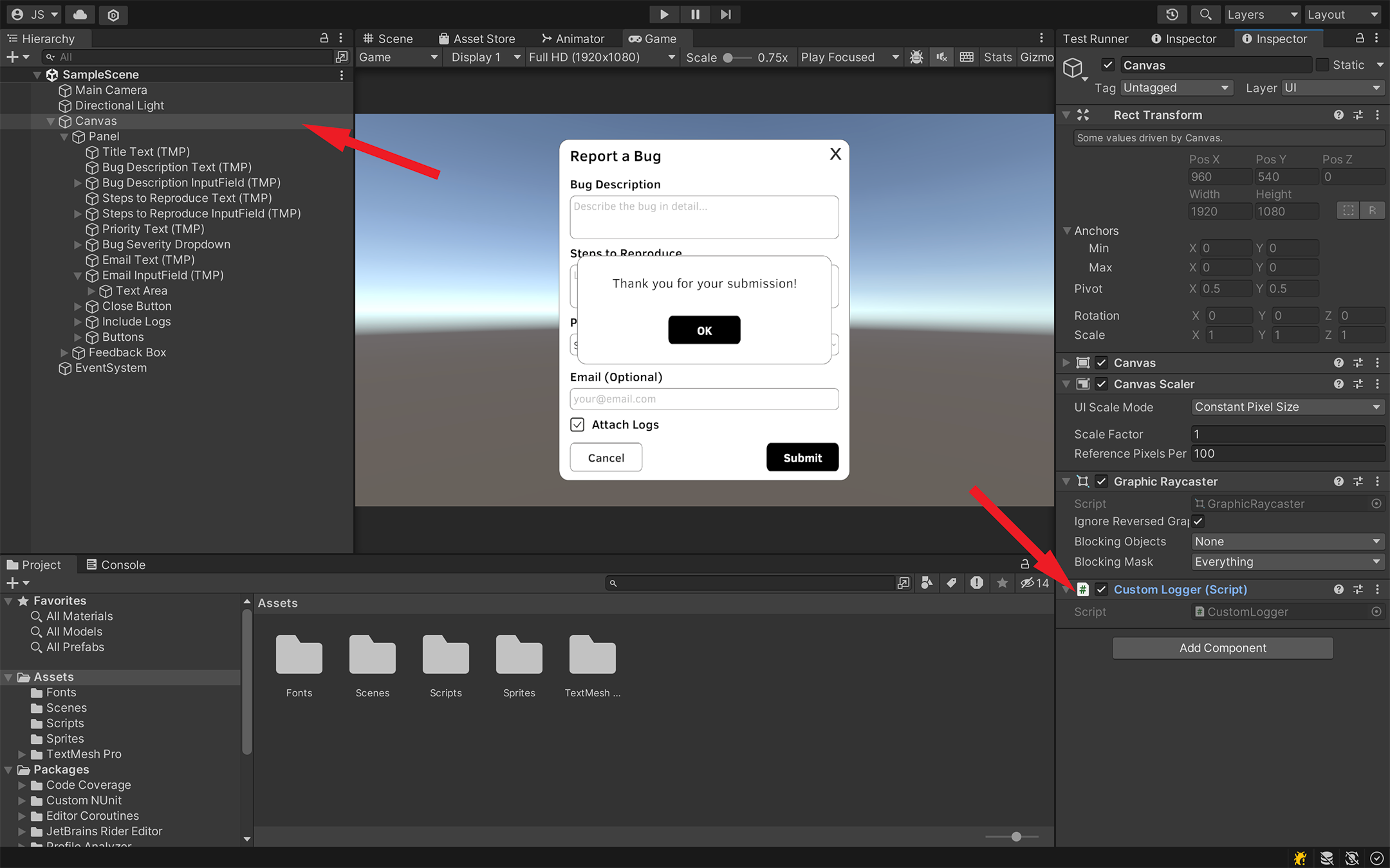 Implementing a Bug Report Form in Unity | BetaHub
